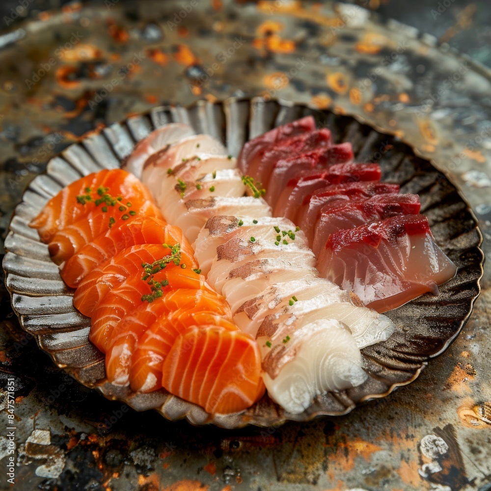 Sashimi, Fresh Seafood Dish, Smoked Salted Raw White Fish Fillet Slices ...