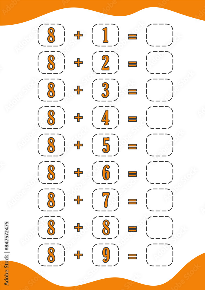 Vetor de education addition math worksheet number children book ...