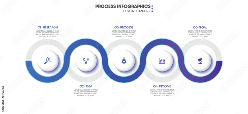 Infographic process business design template. Timeline concept with 5 ...
