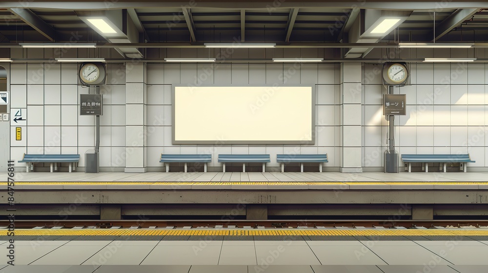 Train platform with blank space board. A Blank Advertising Board for ...