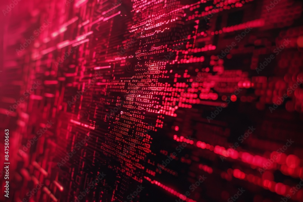 Cybersecurity breach system hacking alert with virus warning message in ...