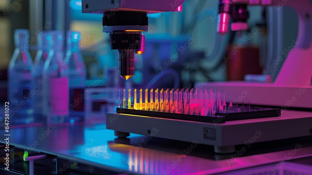 Foto de A spectrophotometer measuring the absorbance spectrum of a ...