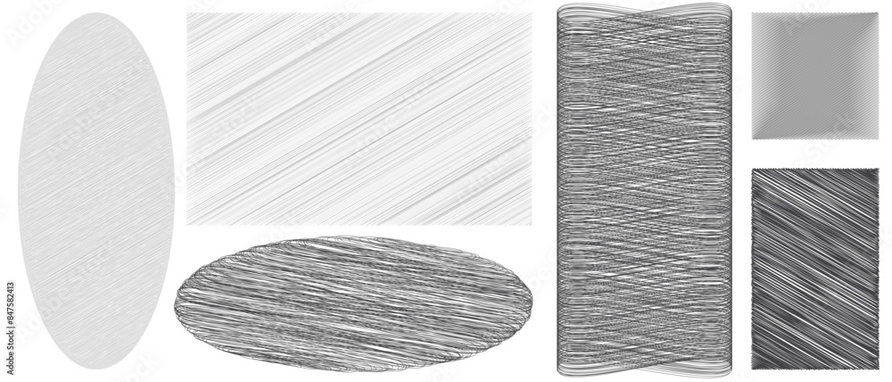 Set of hand drawn pencil crosshatch shapes. Crosshatch Freehand doodle ...