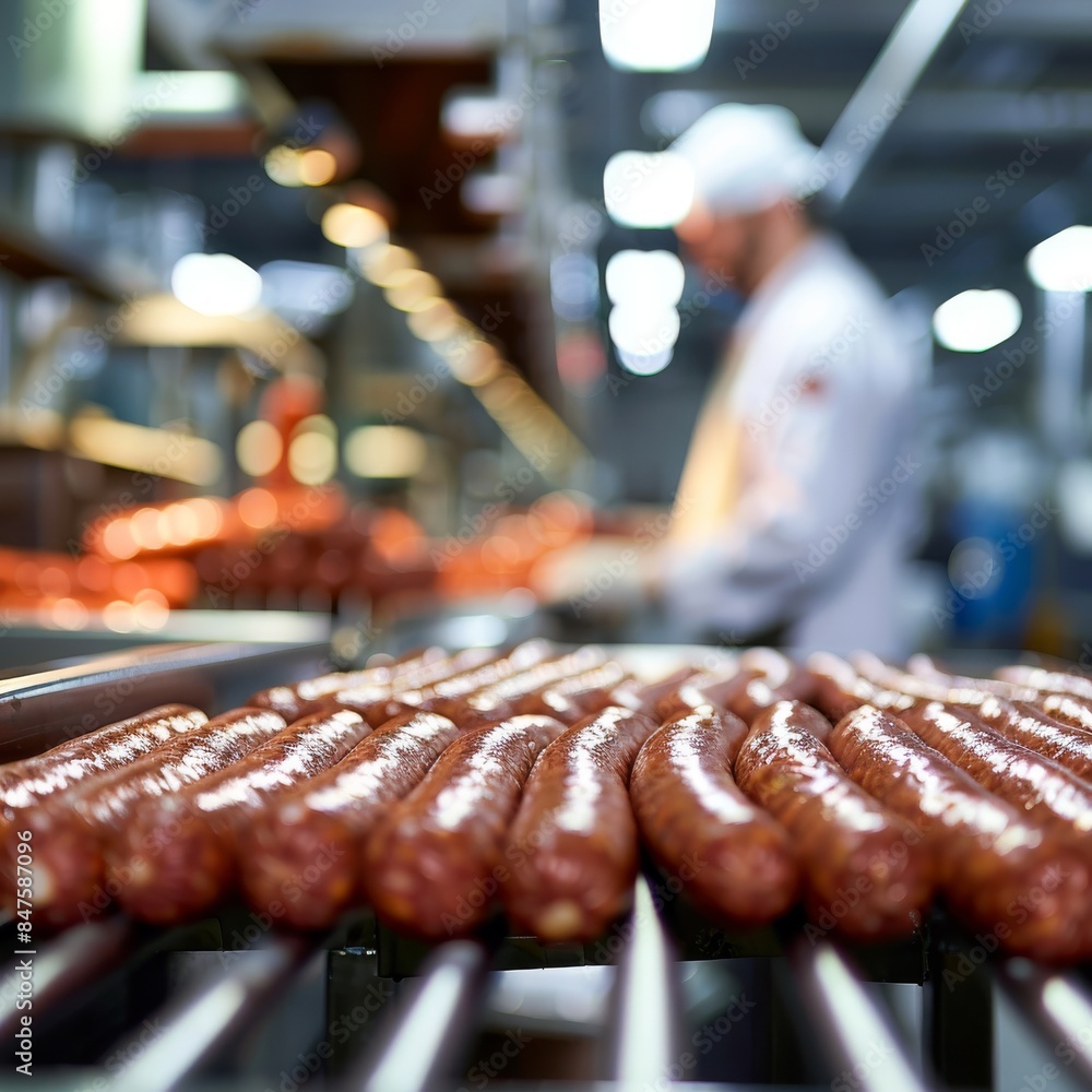 Sausages Production Line, Food Industry, Working on Automated ...