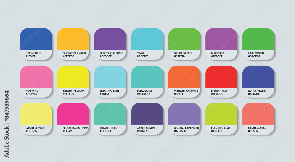 Cyber Color Palette, Cyber Color Guide Palette with Color Names ...