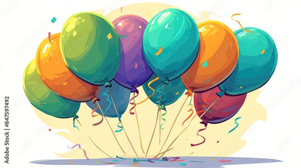 Colorful and joyous birthday balloon illustration designed for various ...