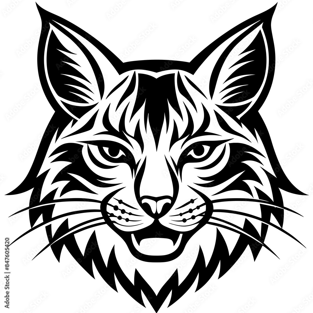 bobcat face logo silhouette vector illustration Stock Vector | Adobe Stock