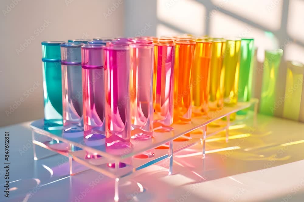 Rainbow Laboratory Test Tubes, Blurred Background, Color Laboratory ...