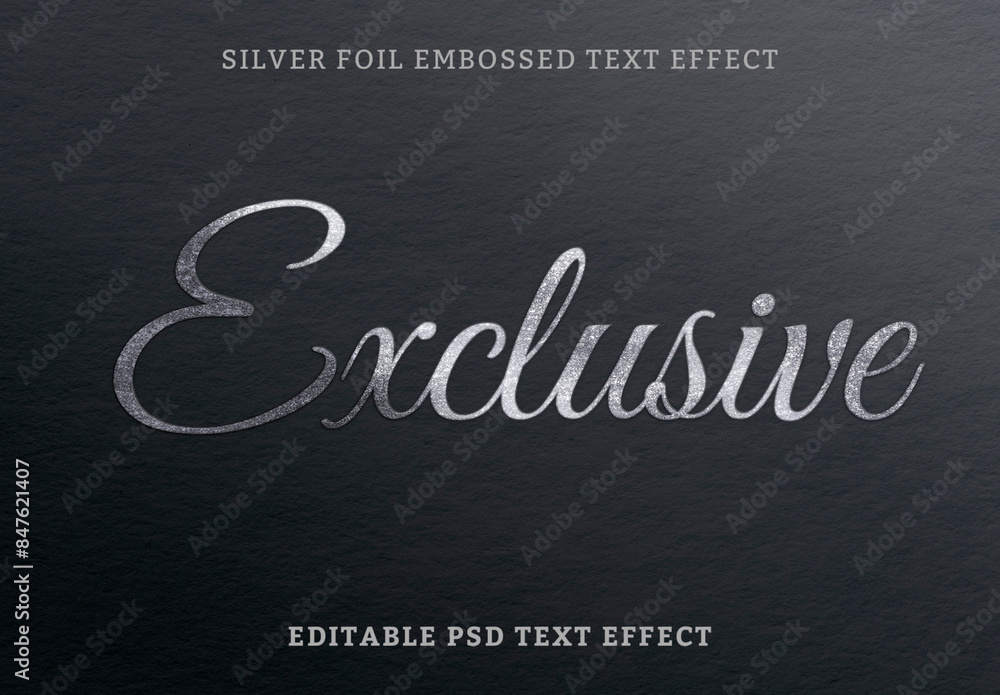 Silver Foil Embossed Text Effect Stock Template | Adobe Stock