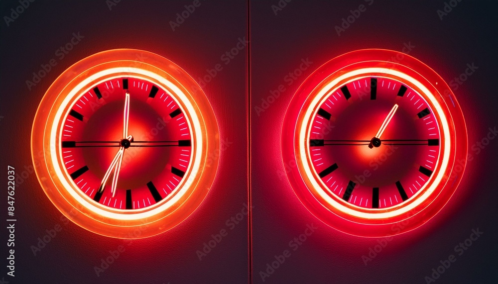speedometer on red background, time is money concept, clock on the wall ...