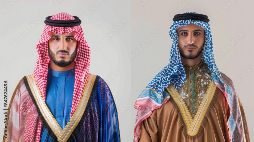 Saudi Arabian man and woman in the Middle East in the official clothing ...