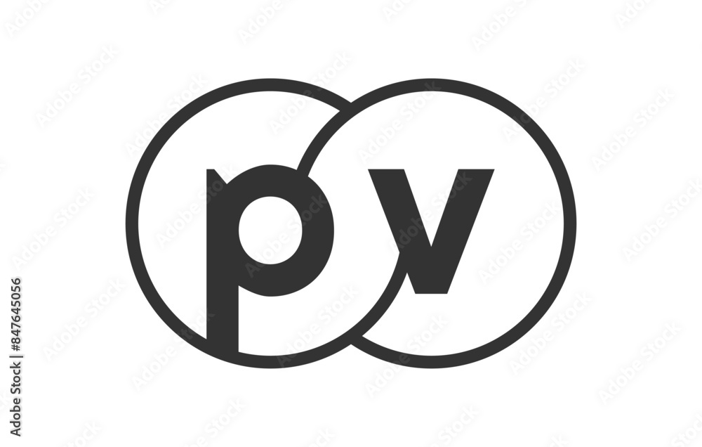 PV business company emblem with outline rounds and letters p v. Logo ...