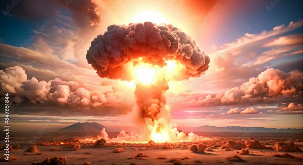Nuclear bomb is exploding violently smoke exploded into a mushroom ...