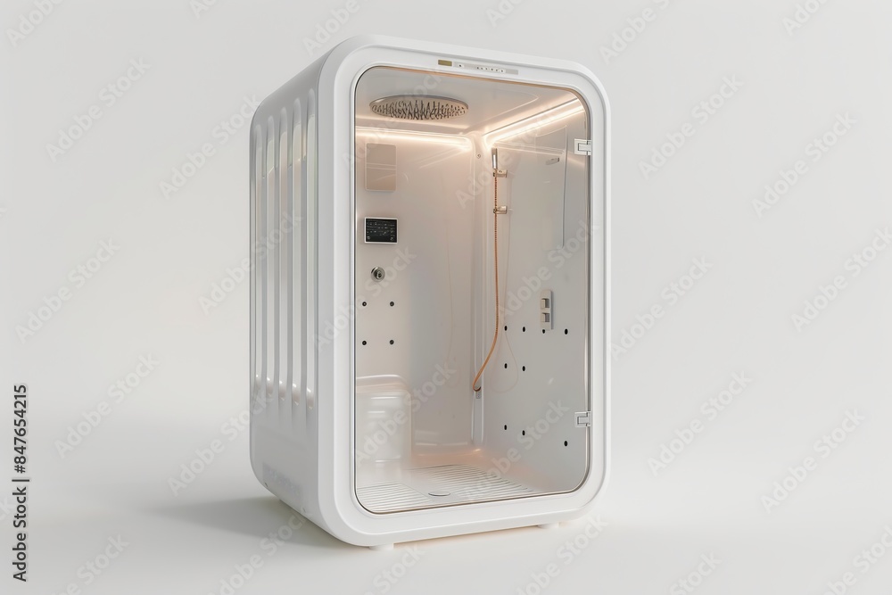 Modern white shower pod with glass door and sleek design for ...