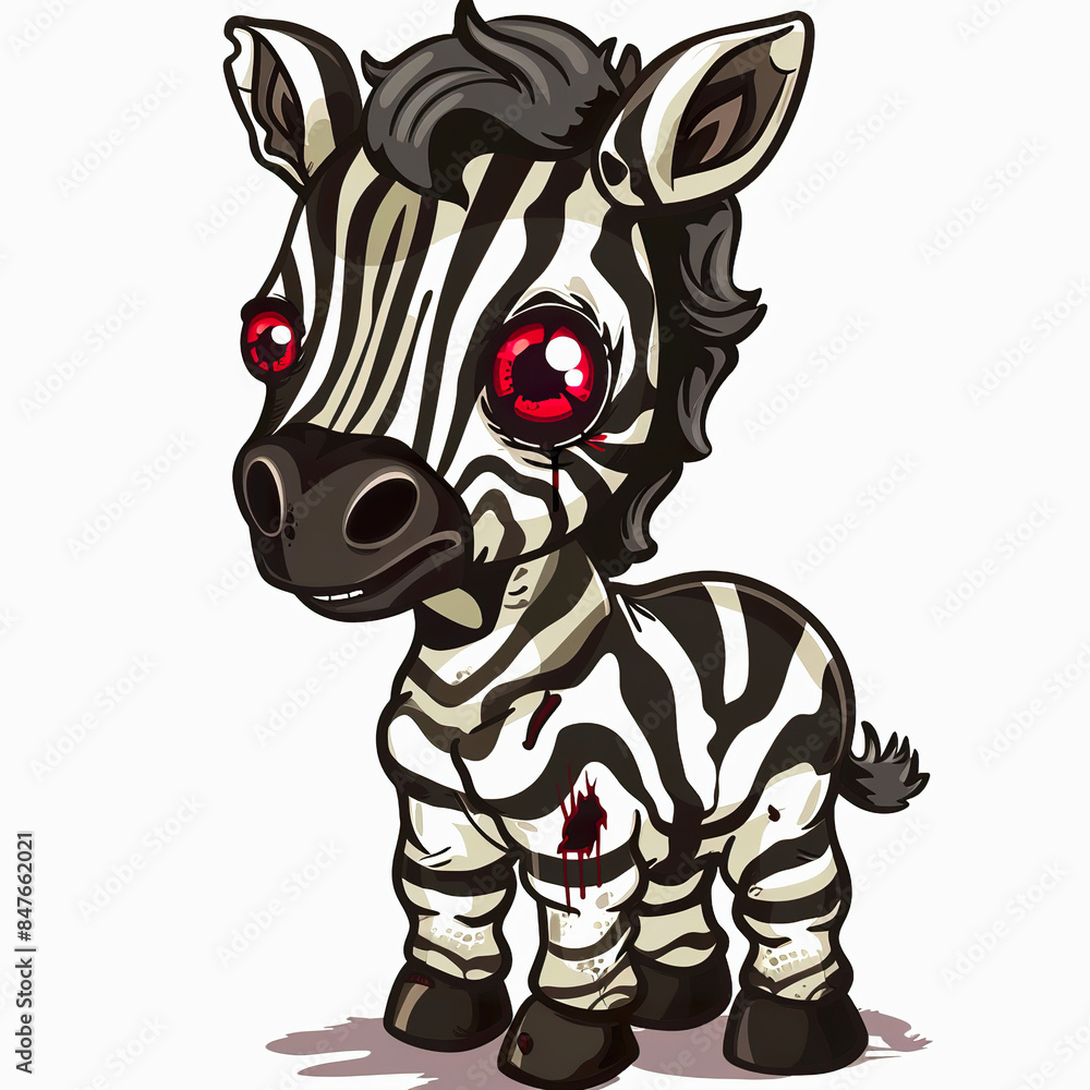 Zombie Zebra cartoon isolated on white background. Zebra Walking Dead ...