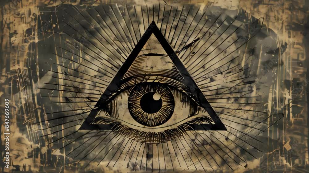 All-Seeing Eye Of God Symbol in a Triangle Vintage Illustration ...