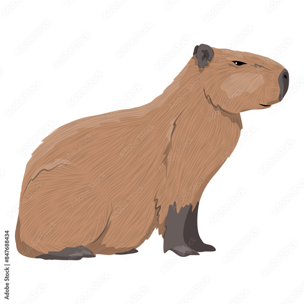 Vetor de Capybara sits. Wild animals of South America. vector animal do ...