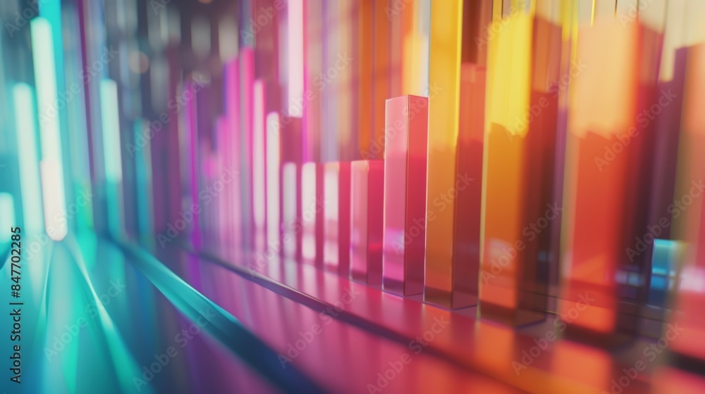 For the stock market, many colored bar charts that go up and down, or ...