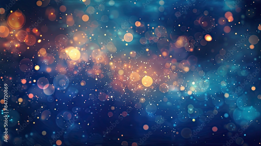 A wide 16:9 aspect ratio background inspired by a starry night sky ...