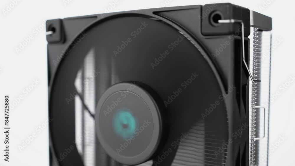 Cooler computer fan isolated on white. Active CPU cooler with large ...