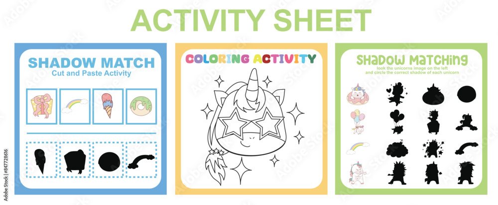 Activity sheet for children. 3 in 1 Educational printable worksheet ...
