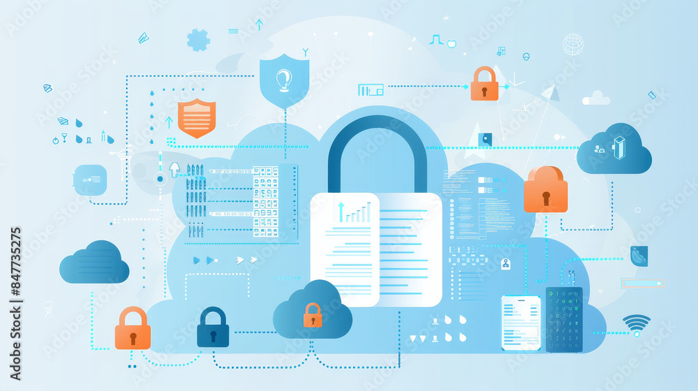 Digital graphic of cloud data security, showcasing protection layers ...