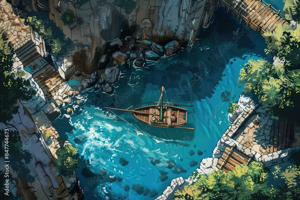 DnD Battlemap Pirate Cove Battlemap - Detailed map of a pirate cove ...