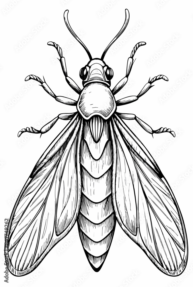 simple outline and shapes of firefly coloring book Stock Vector | Adobe ...