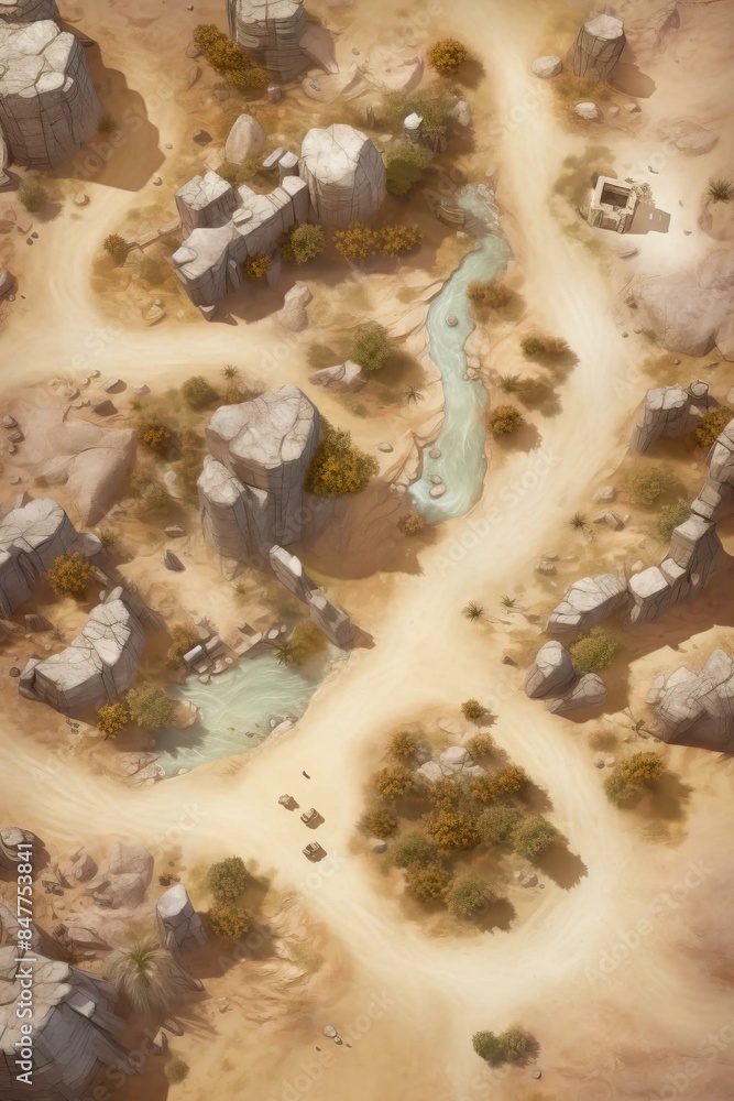 DnD Battlemap Sandstorm Oasis Battlemap - Chaotic desert battlefield ...