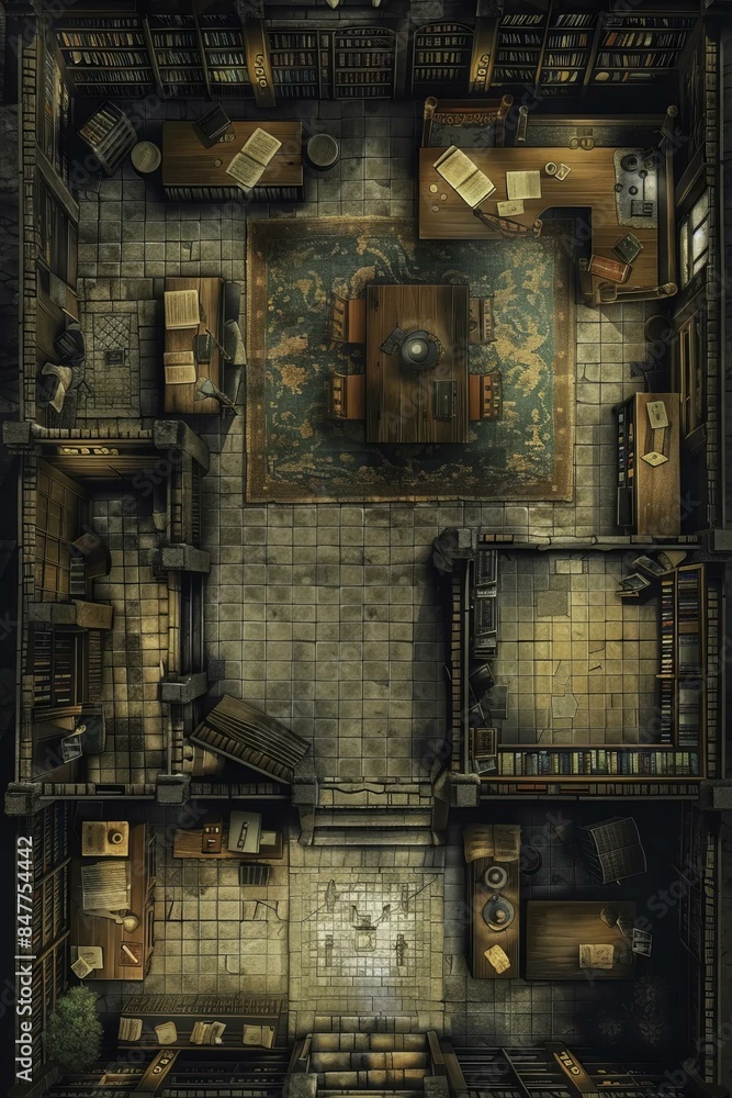 DnD Battlemap Secretive Thieves Guild Members Planning Heist. Stock ...