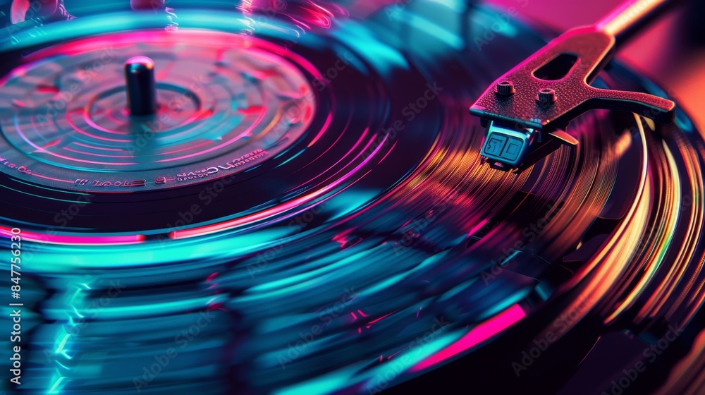 Reviving the 80s Vinyl Resurgence in Art Nouveau Retro Scene Stock ...