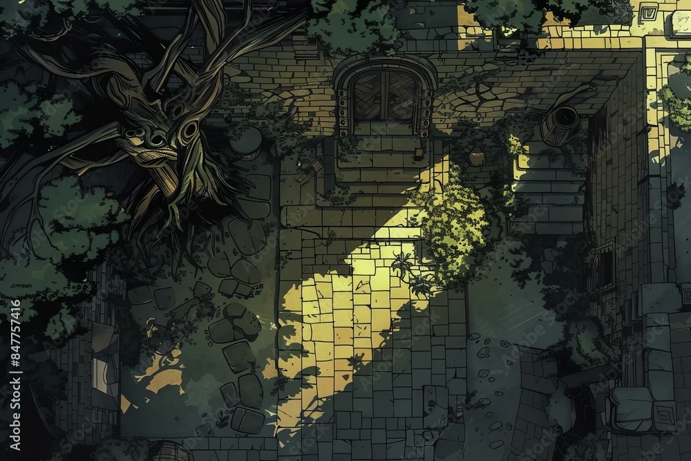 DnD Battlemap Shadow Corridor Battlemap. Group of adventurers facing ...