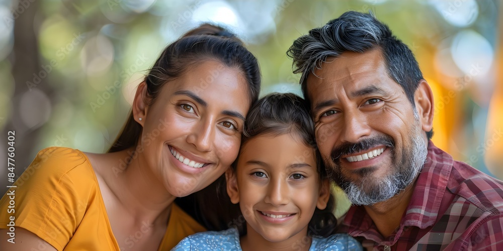 Joyful immigrant family in the United States symmetrical photo centered ...