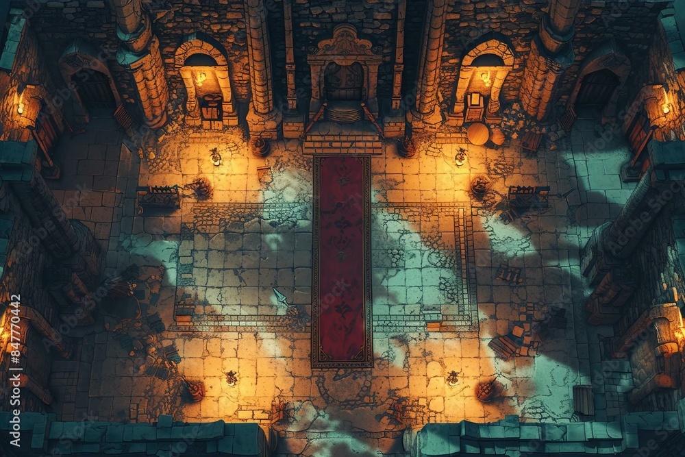 DnD Battlemap Throne Room Battlemap for epic medieval battles. Stock ...