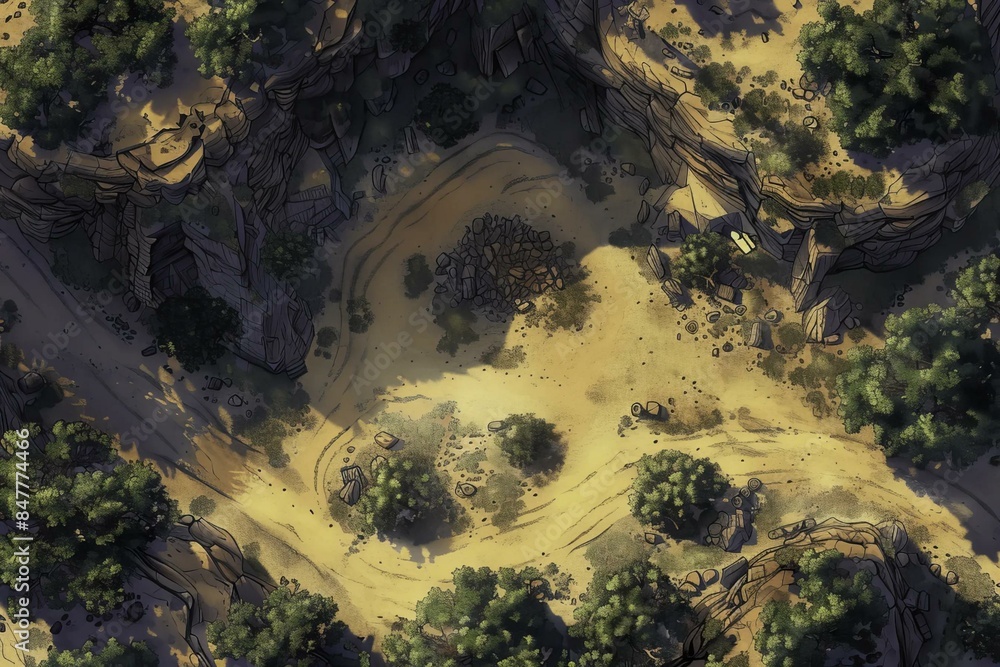 DnD Battlemap Treasure hoard hidden in the dunes. Stock Illustration ...