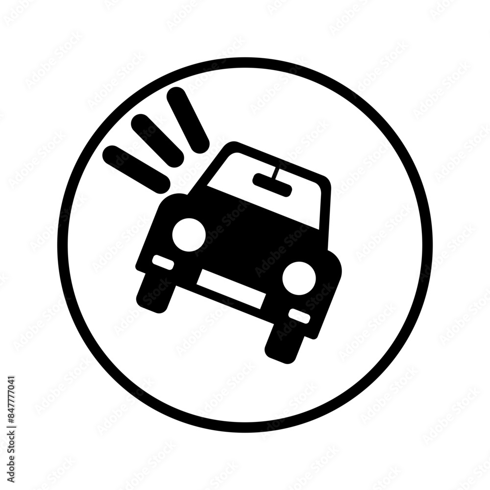 Crashed car icon. Transport illustration.Map placeholder landmark icon ...