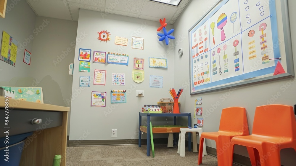 Speech Pathologist's Office Wall: Displaying speech therapy tools ...