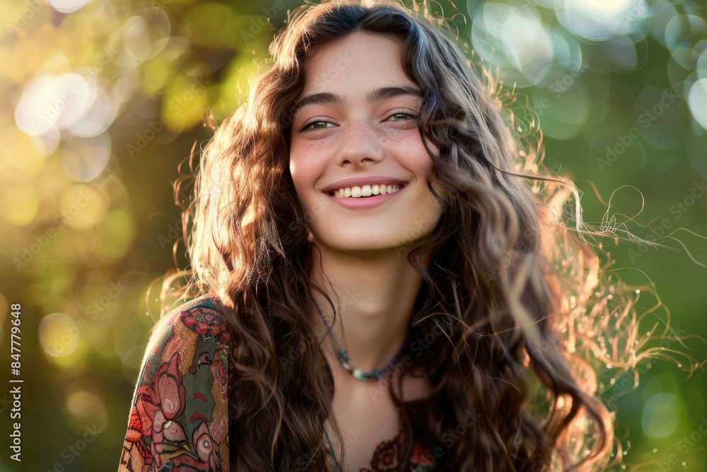 Woman Long Wavy Thick Hair Dark Brown Hair Middle Parted Hair Brown Eyes Hair Strand Between