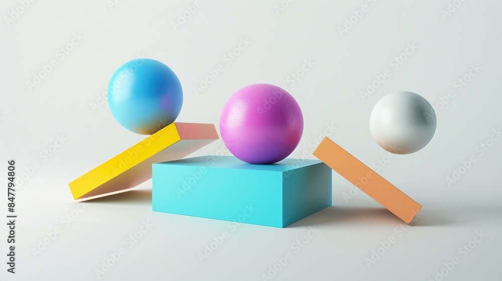 Dynamic abstract composition of geometric shapes 3d rendering image ...