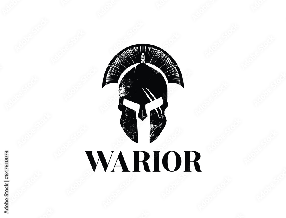 Spartan helmet logo with claw mark and distressed effect. Warrior logo ...