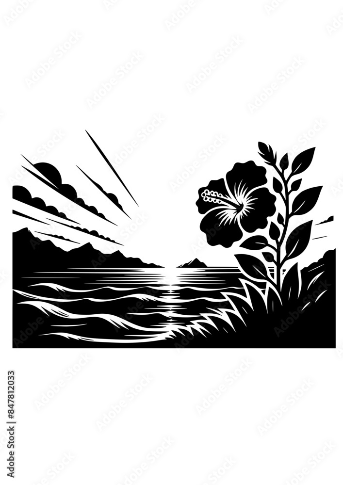 Hawaii SVG, Palm tree SVG, Hawaii Landscape, Hibiscus SVG, Sunset SVG ...