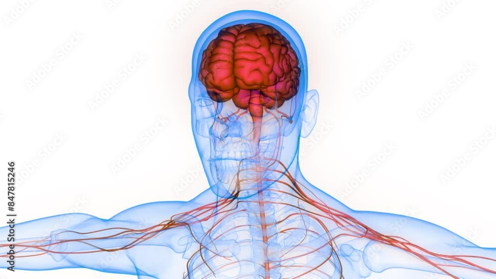 Central organ of Human Nervous System Brain Anatomy Animation Concept ...