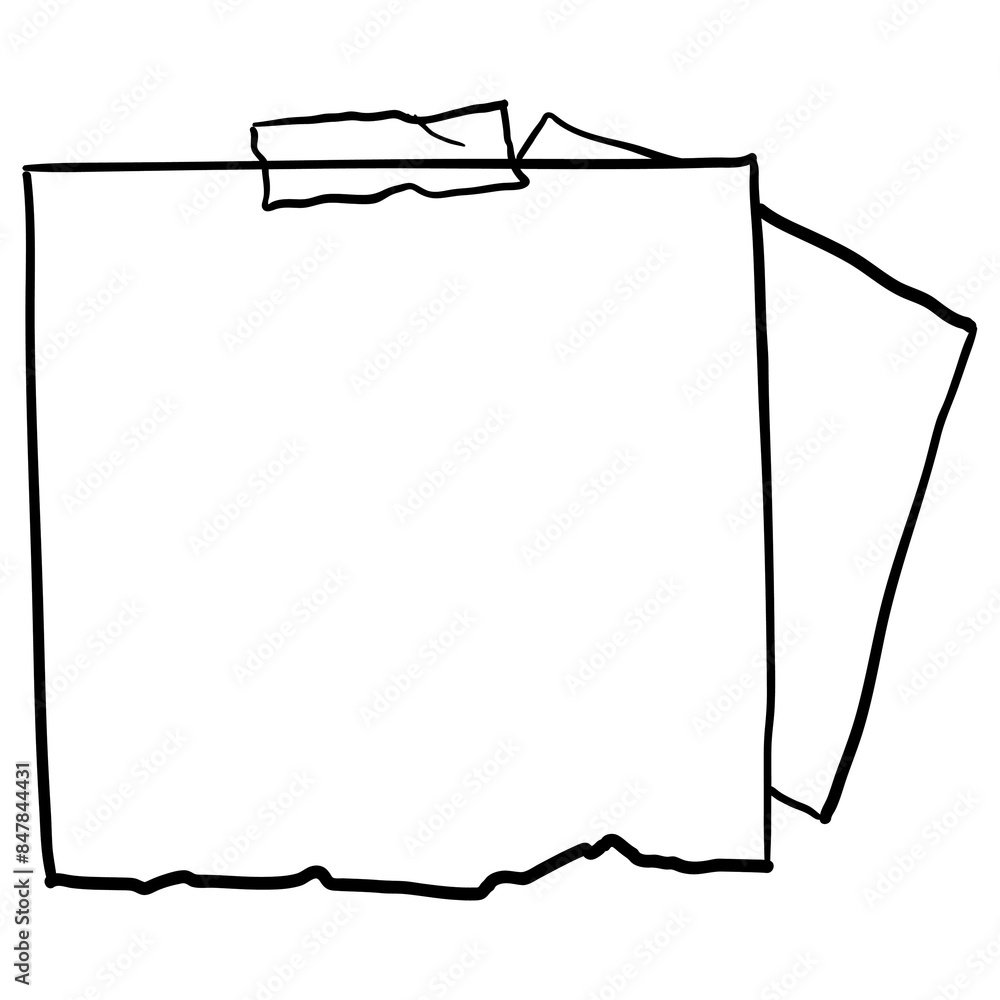 Digital note png paper element in hand drawn style on paper texture ...