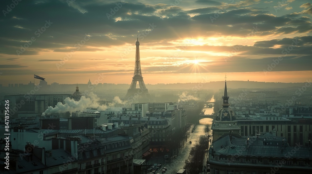 This photograph captures a breathtaking view of Paris, showcasing the ...