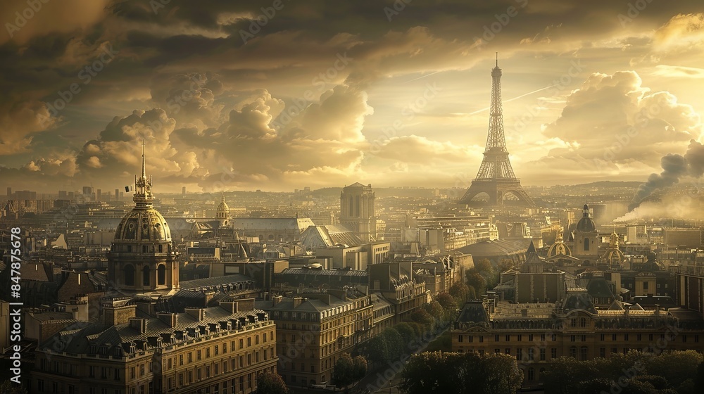 This photograph captures a breathtaking view of Paris, showcasing the ...