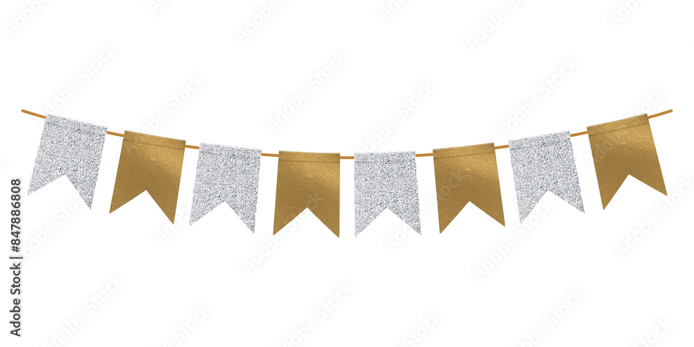 Silver gold party flag png decoration element, transparent background ...