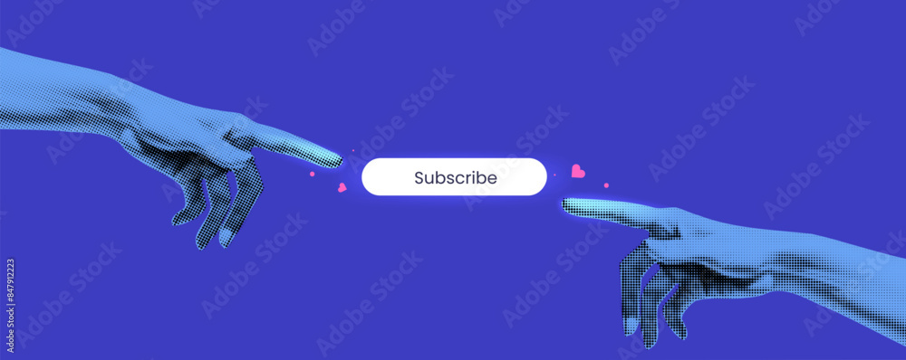 Hands reaching for the Subscribe button. In the style of a renaissance ...