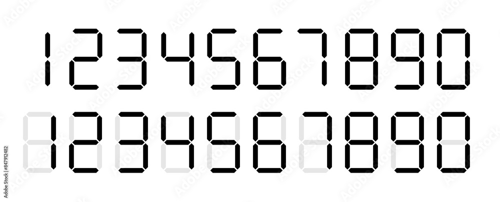 Black digital numbers. Digital clock numbers. Vector illustration Stock ...