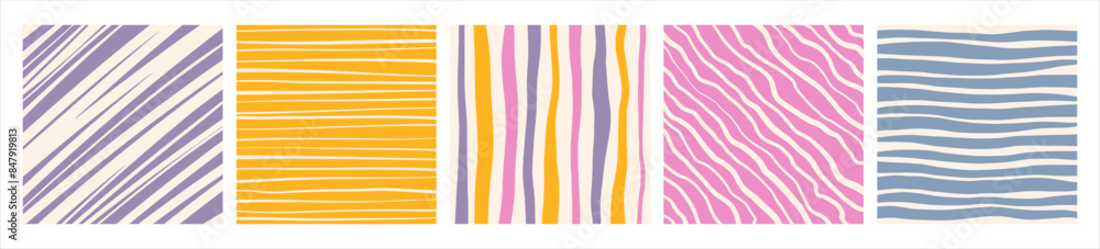 Hand drawn artistic irregular stripes, hatching backgrounds set ...