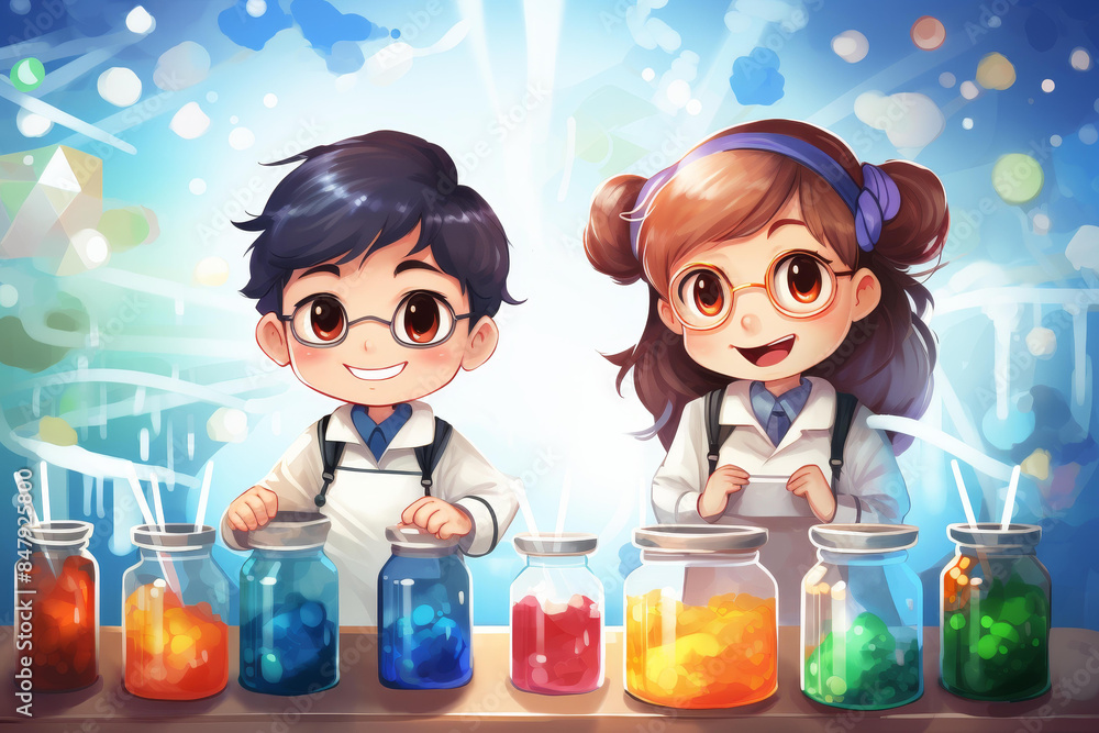 Celebrate National Science Day with cute cartoon kids conducting ...